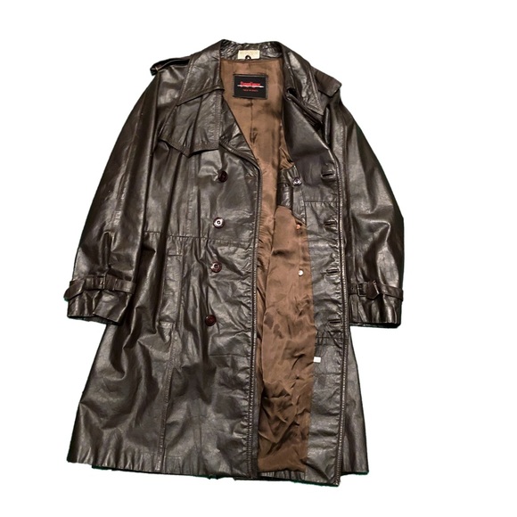 Jackets & Coats | Rare 7s Vintage Bengal Lancer Leather Trench Coat ...